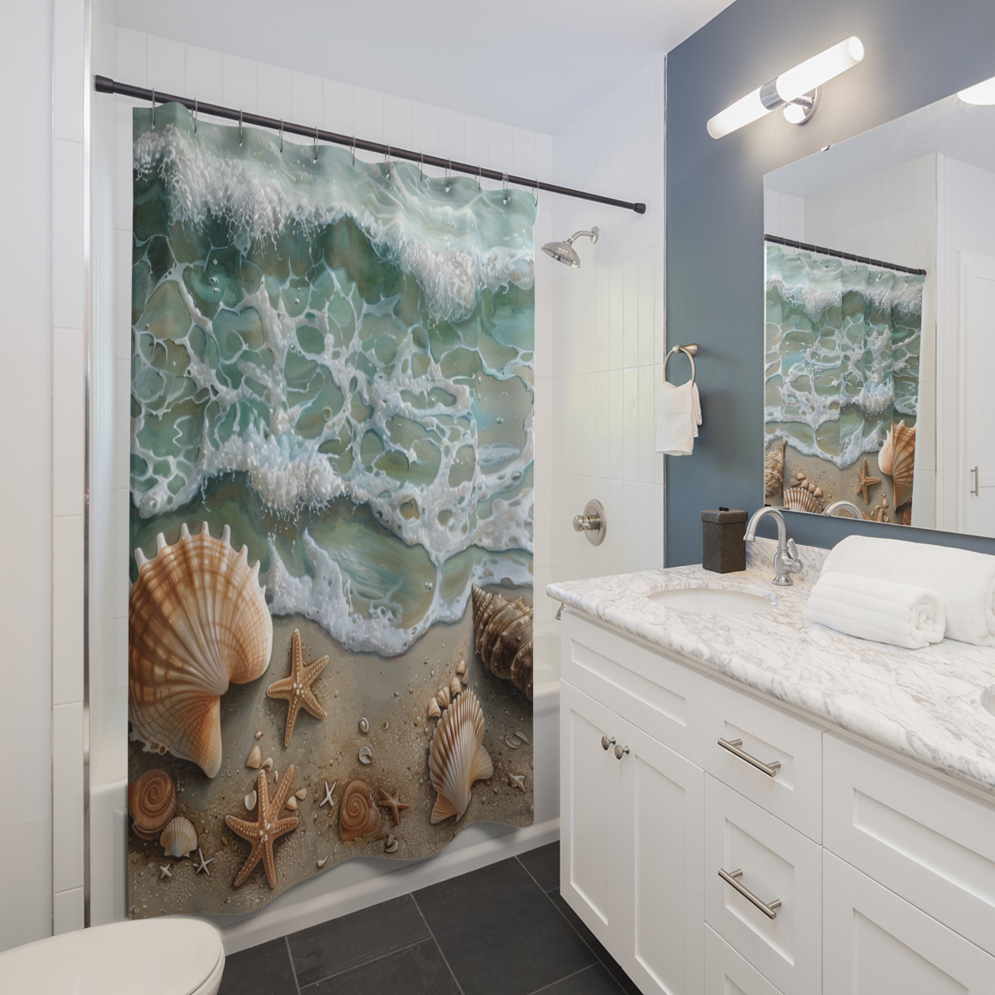 Seafoam & Shells Shower Curtain - Ruppy's Creations